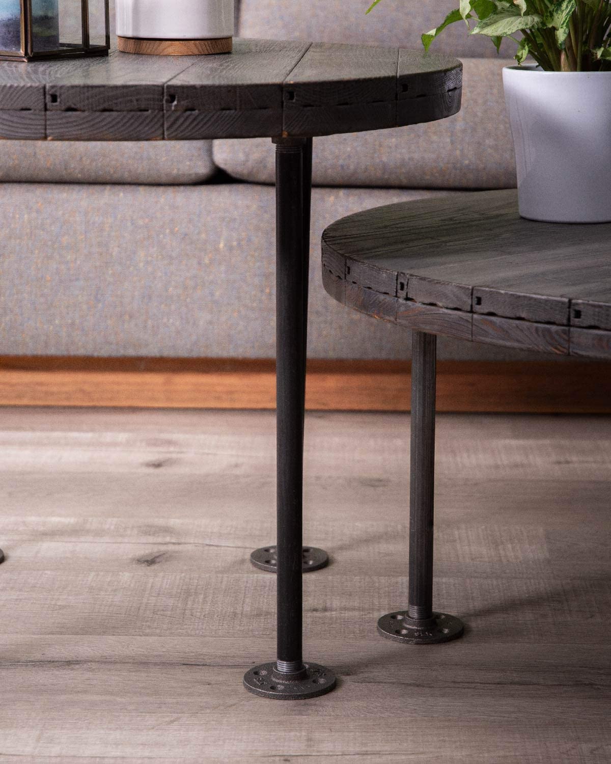 Set of Four Black Iron Industrial Pipe Table Legs Office & Home Decor ...